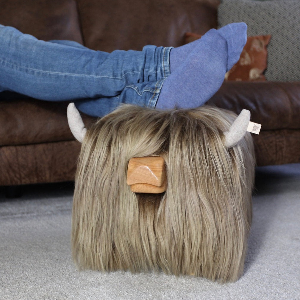 Highland Cow Footstool - Honey – Fur Traders